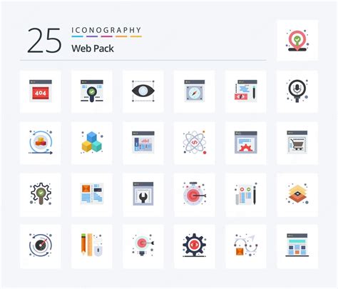 free vector web pack 25 flat color icon pack including programming