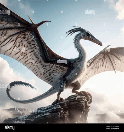 Quetzalcoatlus Flight Of The Largest Known Pterosaur Stock Vector