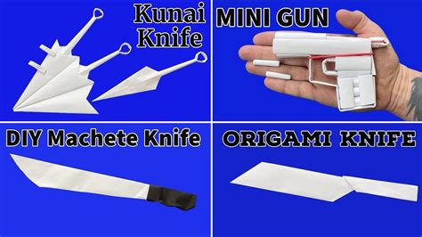 Amazing 4 Origami Paper Weapons How To Make Paper Knife Paper Gun Paper Kunai Gta 6 Youtube