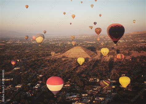 Sunrise Hot Air Balloon Flight Over The Ancient City Of Teotihuacan And