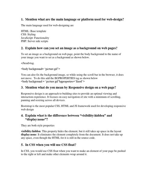 Responsive Designing Theory Pdf Html Element Html