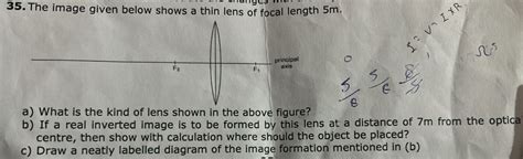 35 The Image Given Below Shows A Thin Lens Of Focal Length 5 M A What