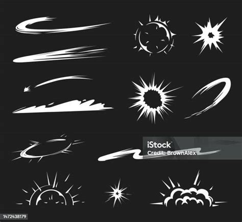 만화 에너지 폭발 역동적 인 움직임 달리기 스매시 및 히트에서 추적하십시오 게임 애니메이션 자산에 대한 백색 먼지 달리기에 대한 스톡 벡터 아트 및 기타 이미지 Istock