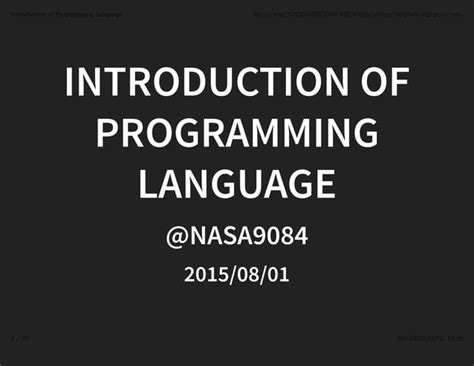 Introduction Of Programming Language Ppt