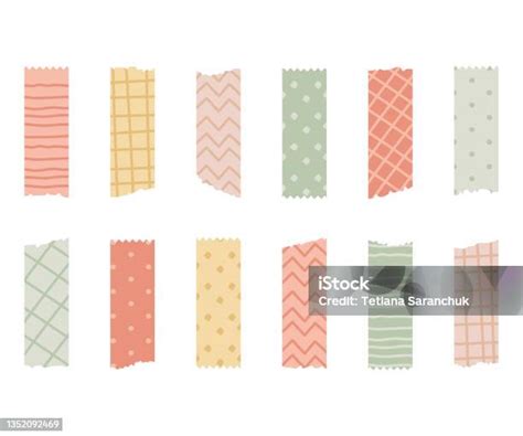 화려한 패턴 의 와시 테이프 스트립과 덕트 종이 조각의 세트 접착 테이프에 대한 스톡 벡터 아트 및 기타 이미지 접착 테이프 Washi Paper 스카치 위스키