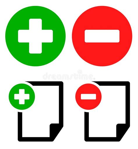 Document Icons With Add Remove Buttons Symbol Set Stock Vector Illustration Of Message
