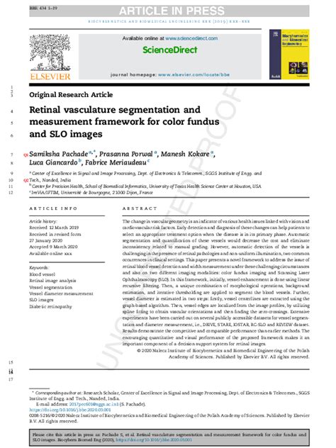 Pdf Retinal Vasculature Segmentation And Measurement Framework For