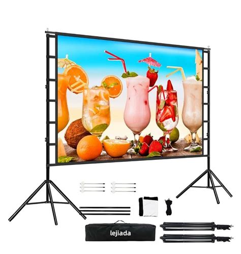 프로젝터 스크린 및 스탠드 100인치 휴대용 프로젝션 스크린 169 4k Hd 후면 전면 프로젝션 영화 티몬