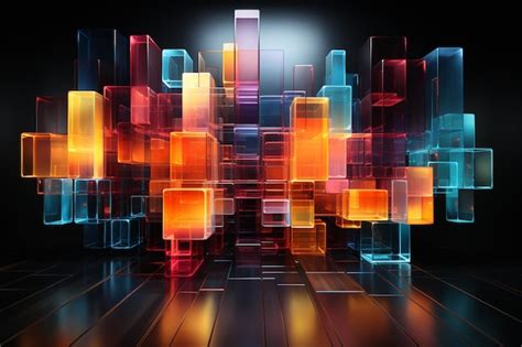 Premium Ai Image Distorted Art Neon Minimalist Geometry Layers