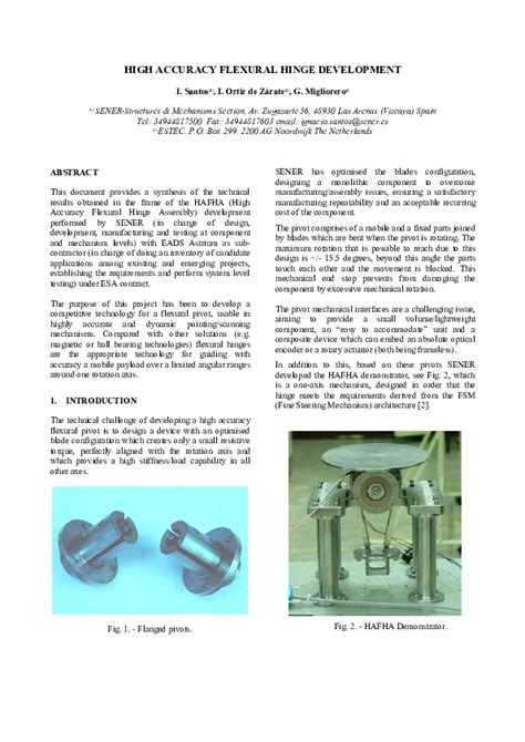 Pdf High Accuracy Flexural Hinge Development