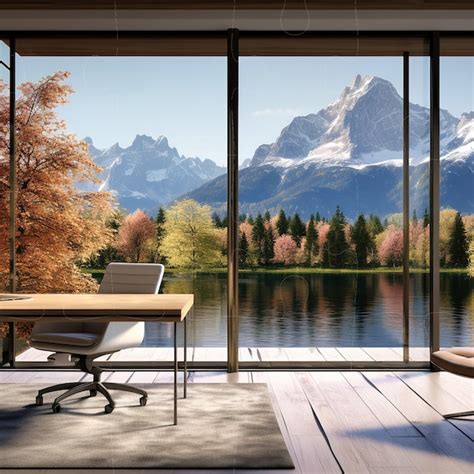 Virtual Background Teams Mountain Office Etsy