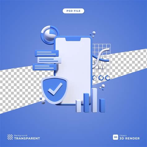 Premium Psd 3d Illustration Of Mobile Data Security