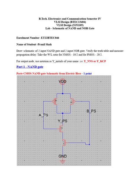 Lab 9 Nand Nor Schematic And Simulation Pdf Logic Gate Cmos