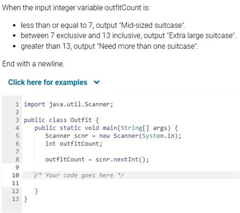 When The Input Integer Variable Outfitcount Studyx