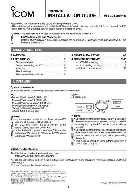 Pdf Usb Driver Installation Guide アイコム株式会社 Driver Installation