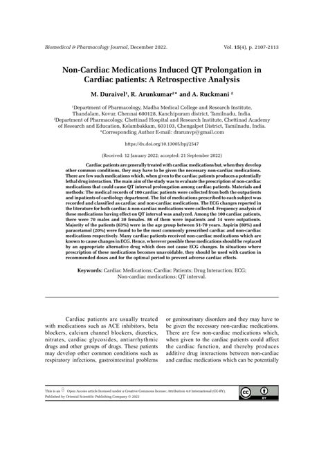 Pdf Non Cardiac Medications Induced Qt Prolongation In Cardiac Patients A Retrospective Analysis