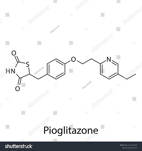 Pioglitazone Molecular Structure Flat Skeletal Chemical Stock Vector