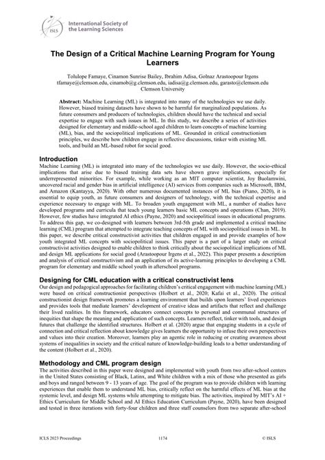 Pdf The Design Of A Critical Machine Learning Program For Young Learners
