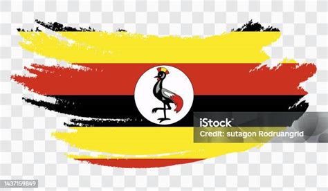 우간다 국기가 있는 그런지 브러시 스트로크 수채화 그림 깃발 포스터 국기의 배너 스타일 수채화 그리기 투명한 배경에 격리된 벡터입니다 우간다 국기에 대한 스톡 벡터 아트 및