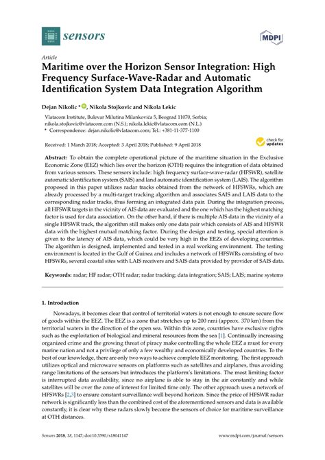 Pdf Maritime Over The Horizon Sensor Integration High Frequency
