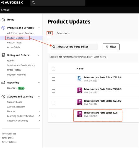 solved infrastructure parts editor 2025 autodesk community