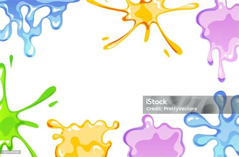 슬라임 드립 버블 반짝이 프레임 껌 접착제 배너 배경 벡터 평면 그래픽 디자인 그림 0명에 대한 스톡 벡터 아트 및 기타 이미지