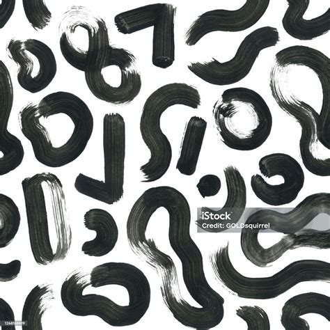 수작업으로 그린 추상 패턴 계단우와 구부러진 선 윤곽점 후크 무한대 파도 벡터의 원 검은 페인트와 자연스러운 브러시 흔적이있는