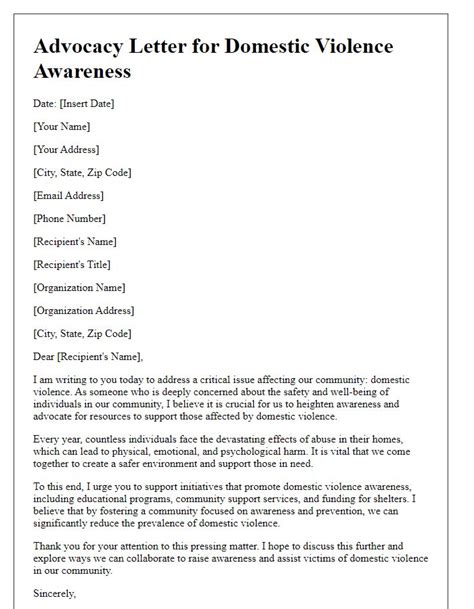 Letter Template For Domestic Violence Protection Free Samples In Pdf