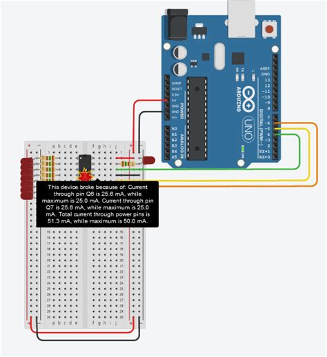 Tinkercad Circuit Shift Register Rarduino