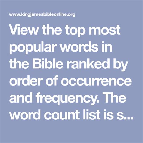 Which Word Is Used The Most In The Bible