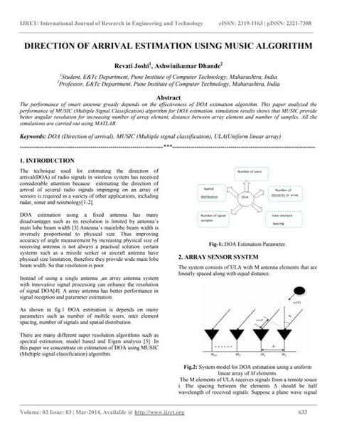 Direction of arrival estimation using music algorithm | PDF