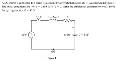 Solved A DC Source Is Connected To A Series RLC Circuit By A Chegg
