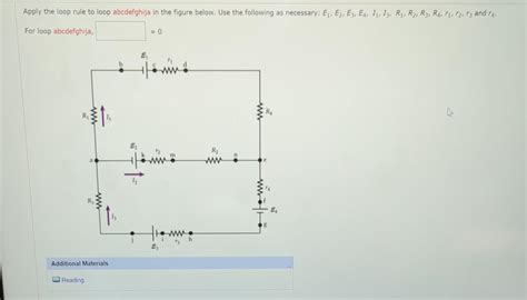 Solved Apply The Loop Rule To Loop Abcdefghija In The Figure