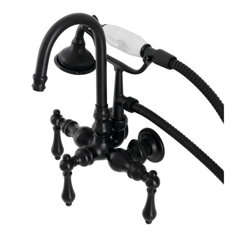 Kingston Brass Aqua Vintage 3 Handle Wall Mount Clawfoot Tub Faucets