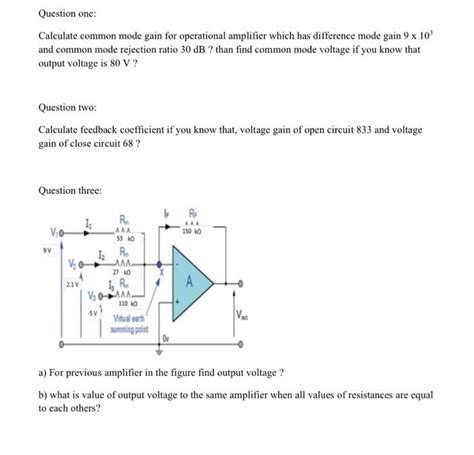 Solved Question One Calculate Common Mode Gain For