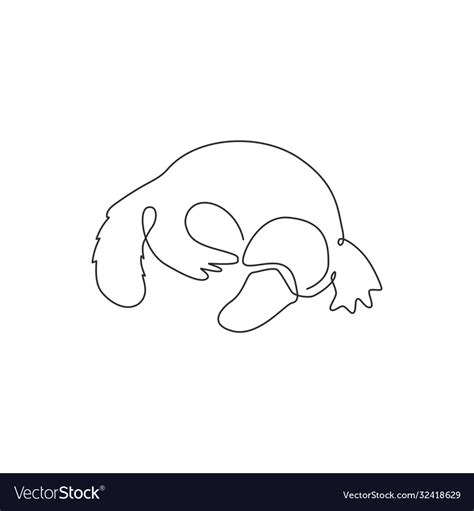 One Single Line Drawing Smart Unique Platypus Vector Image