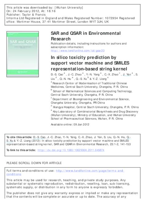 pdf in silico toxicity prediction by support vector machine and