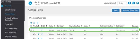 Inter VLAN Routing On An RV X Router With Targeted ACL Restrictions Cisco