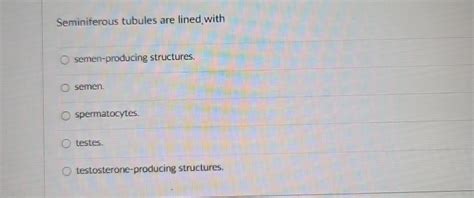 Solved Seminiferous Tubules Are Lined Withsemen Producing Chegg