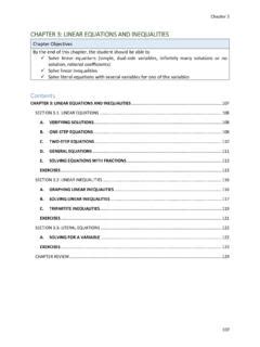 CHAPTER 3 LINEAR EQUATIONS AND INEQUALITIES Contents Chapter 3 Linear Equations And