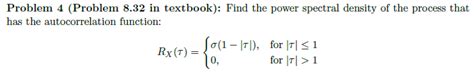 Solved Find The Power Spectral Density Of The Process