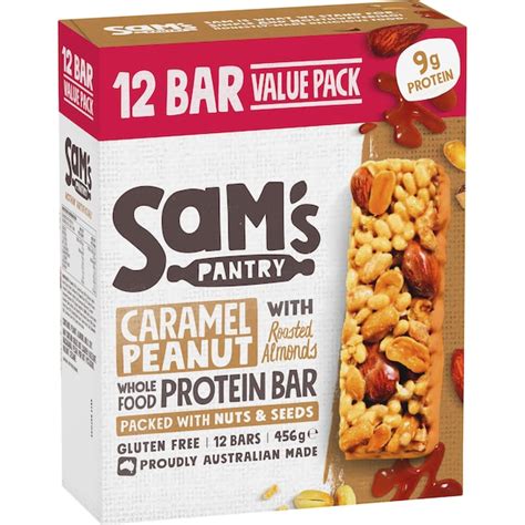 Sams Pantry Protein Bar Caramel Peanut With Roasted Almonds 12 Pack