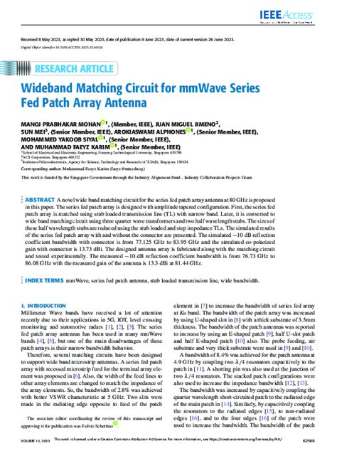Pdf Wideband Matching For 80 Ghz Antenna Arrays