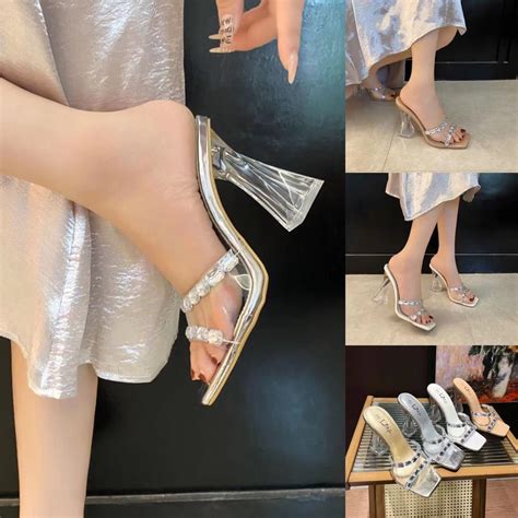Pjm 031 1 Elegant Glass Heels For Women Shopee Philippines