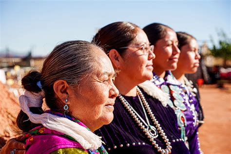 Shallow Depth Of Field Profile Portrait Of Traditionally Dressed Navajo