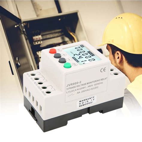 [topinlife] Jvr800‑2 Under Over Voltage Protector 3 Phase Voltage Monitoring Sequence Protection