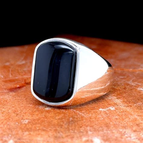 Silver Black Onyx Ring Classic Men Onyx Ring Onyx Signet Men Ring Gemstone Men Ring Onyx