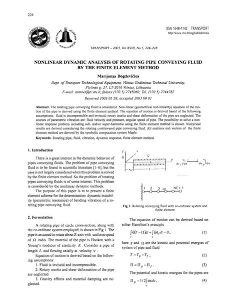 Pdf Nonlinear Dynamic Analysis Of Rotating Pipe Conveying Fluid By
