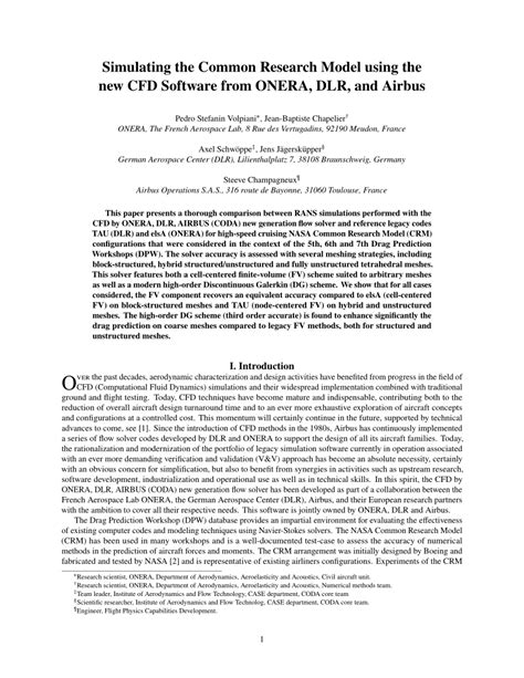 Pdf Simulating The Common Research Model Using The New Cfd Software
