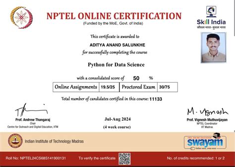 Aditya Salunkhe On Linkedin Datascience Nptel Dataanalytics